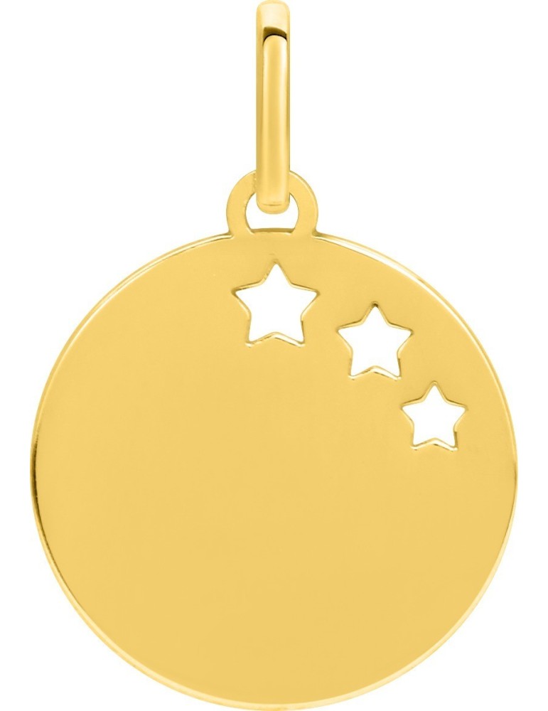 Pendentif Rond Etoile personnalisable Or Jaune 18 carats 750/1000