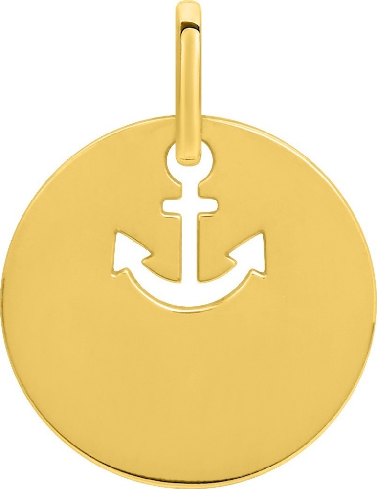 Pendentif Rond Ancre personnalisable Or Jaune 18 carats 750/1000