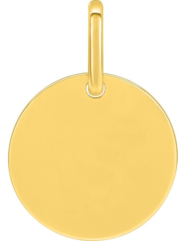 Pendentif jeton Rond personnalisable Or Jaune 18 carats 750/1000
