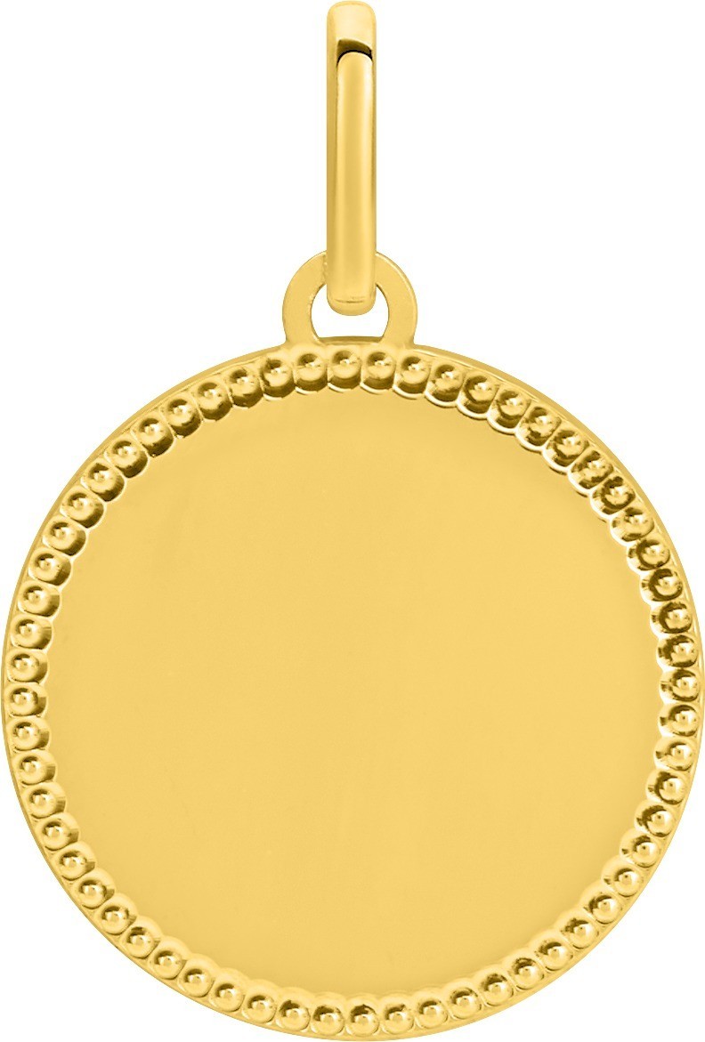 Pendentif jeton Rond personnalisable Or Jaune 18 carats 750/1000